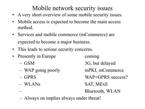 Mobile Network Security Issues