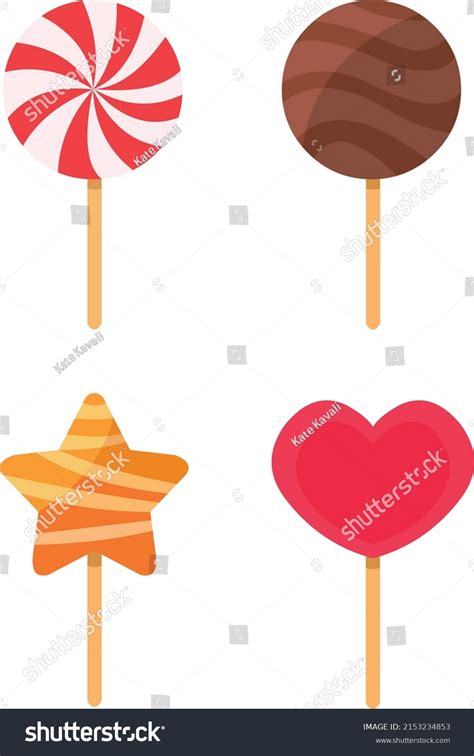 Set Lollipops Different Shapes Flavors Stock Vector Royalty Free 2153234853 Shutterstock
