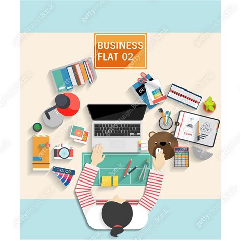 일러스트 벡터 일러스트 비즈니스 탑앵글 카메라앵글 사무실 책상 노트북컴퓨터 개인용컴퓨터 이미지 A11941239 게티이미지뱅크