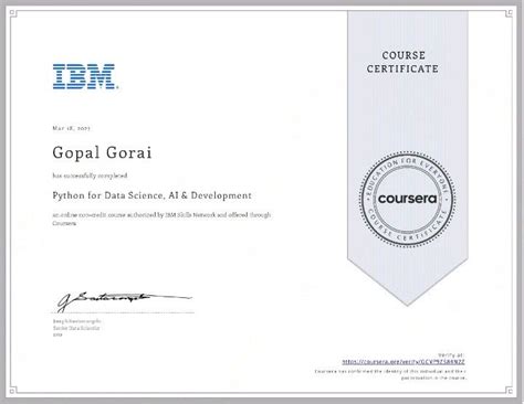 gopal gorai on linkedin certified by python for data science ai and devolopment for successfully…