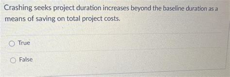 Solved Crashing Seeks Project Duration Increases Beyond The