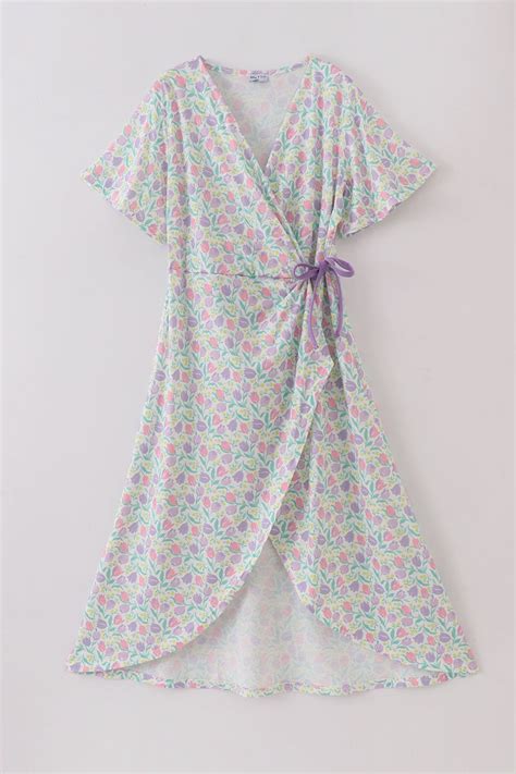 Purple Floral Print Women Dress Honeydew Usa