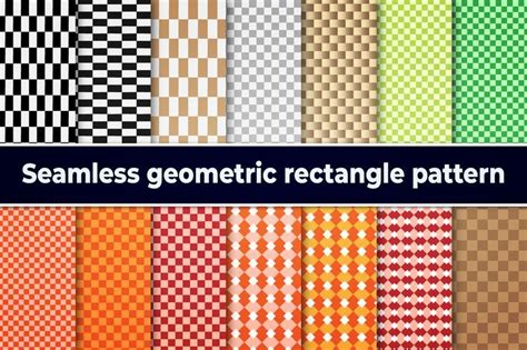 Seamless Geometric Rectangle Patterns In Various Colors And Sizes All With Different Designs