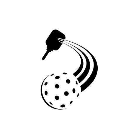 Pickleball Hit Vector Illustration Paddle And Ball Black And White