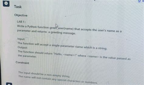 TaskObjectiveLAB 1Write A Python Function StudyX