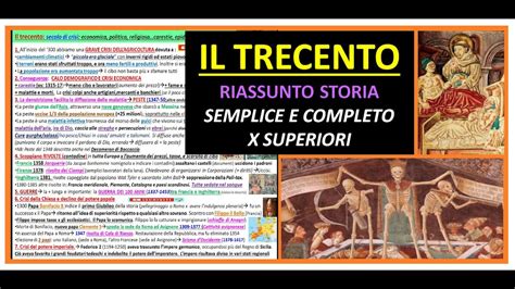 Il Trecento Sintesi Storica Semplice E Completa X Superiori Peste Crisi Rivolte Guerre