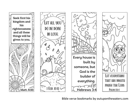 Free Printable Bible Verse Bookmarks To Color Out Upon The Waters