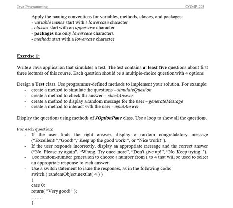 Solved Apply The Naming Conventions For Variables Methods