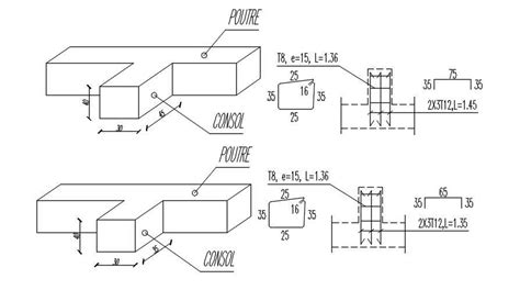10x30cm Sized Stiffener Section Design In Detail Autocad 2d Drawing