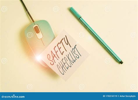 Writing Note Showing Safety Checklist Business Photo Showcasing List Of Items You Need To