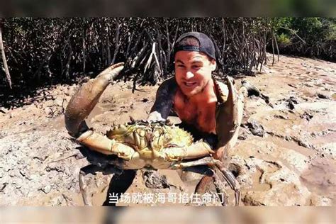 荒野牛人徒手抓3斤多大青蟹直接做成叫花蟹太过瘾了 大青 牛人 荒野
