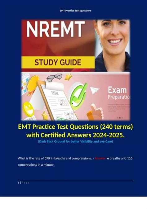 EMT Practice Test Questions Terms With Certified Answers EMT Practice Tet Qstions With