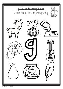 G Initial Sound Small Activity Pack By Mrs BeLeef TPT