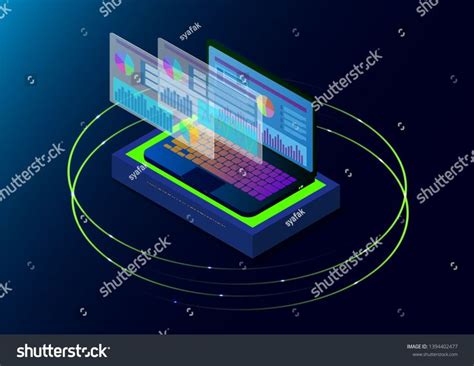 Isometric Laptop Of Data Science With Light Circle Ad Affiliate Data Laptop Isometric
