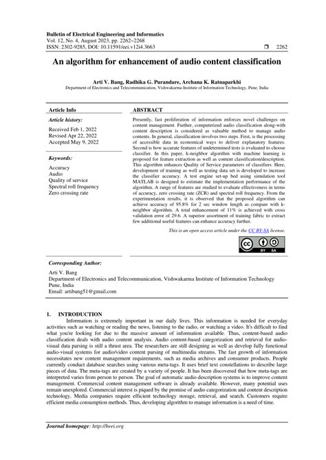 Pdf An Algorithm For Enhancement Of Audio Content Classification