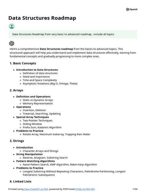 Data Structures Roadmap Pdf Time Complexity Theoretical Computer