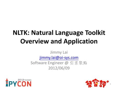 nltk natural language toolkit overview and application pycon tw 2012
