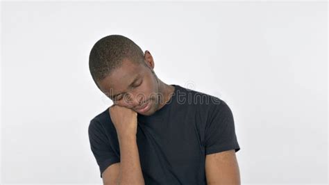 Sleeping Young African Man On White Background Stock Image Image Of