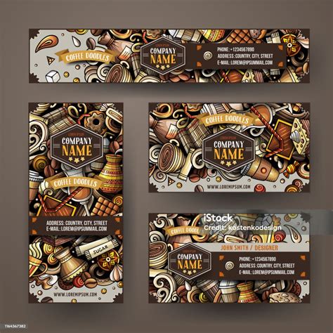 회사 정체성 벡터 템플릿 세트 디자인 낙서 손으로 그린 커피 숍 테마 0명에 대한 스톡 벡터 아트 및 기타 이미지 0명 3차원 형태 개념 Istock