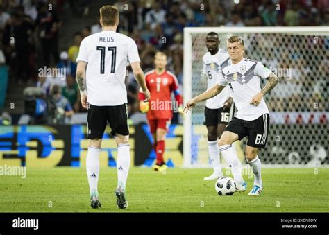 Sochi 23062018 Toni Kroos Deutschland Passt Zu Marco Reus Deutschland Deutschland