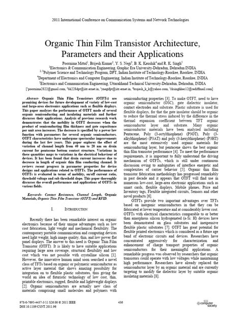 Organic Thin Film Transistor Guide Pdf Field Effect Transistor Mosfet