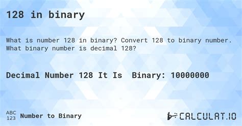 128 In Binary Calculatio