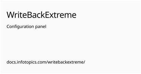 Configuration Panel Writebackextreme