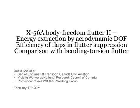 Pdf X 56a Body Freedom Flutter Ii Energy Extraction By Aerodynamic