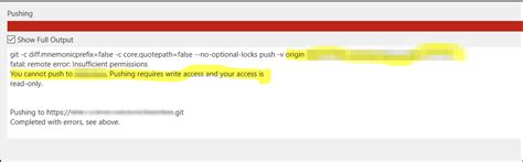 Unable To Push Changes To The Repository In Bitbucket Server With Insufficient Permission Error
