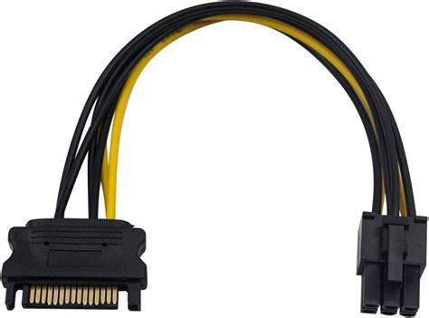 Duttek Sata Power Adapter Cable 15 Pin Sata To 6 Pin Molex Male To