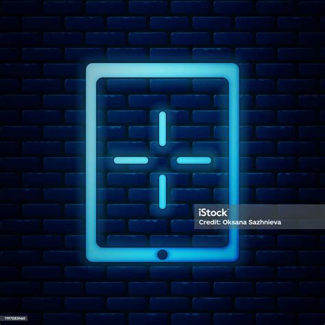 빛나는 네온 휴대용 비디오 게임 콘솔 아이콘 벽돌 벽 배경에 격리 게임 패드 기호입니다 게임 개념 벡터 일러스트레이션 Brand Name Video Game에 대한 스톡