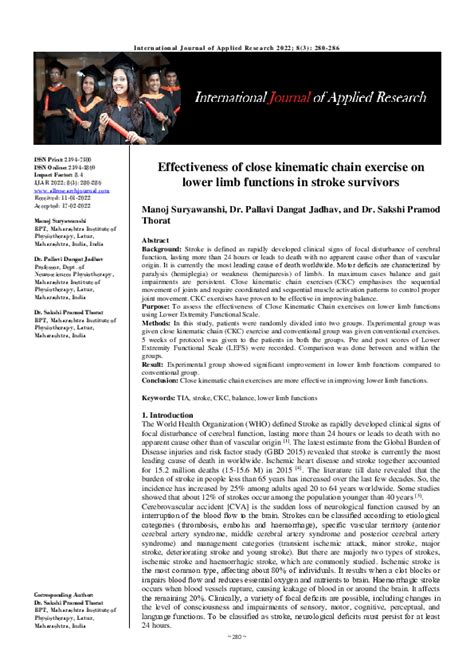 Pdf Effectiveness Of Close Kinematic Chain Exercise On Lower Limb