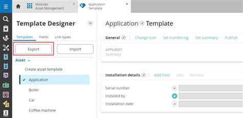 Exporting An Asset Template