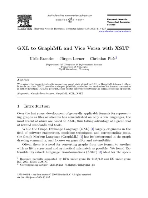 gxl to graphml and vice versa with xslt pdf pdf