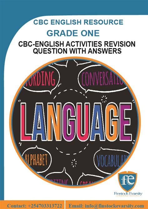 Grade 1 English Activities Revision Question With Answers Set 2 Finstock Evarsity Resources