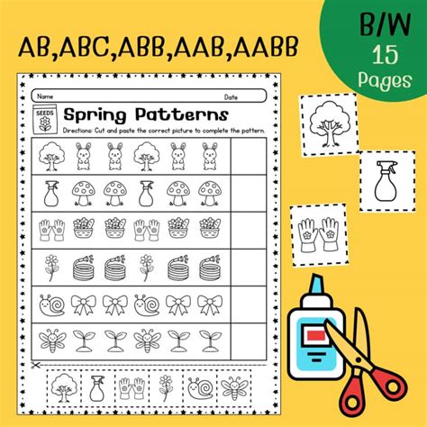 Spring Pattern Worksheetsababcaababbaabbcut And Paste And Color