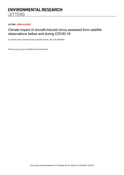 Pdf Climate Impact Of Aircraft Induced Cirrus Assessed From Satellite