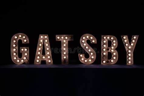 Gatsby Text With Lights In Dark Stock Image Image Of Texture