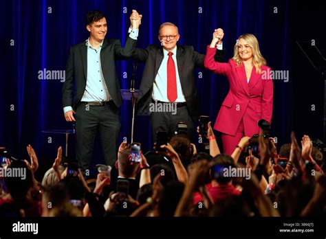 Australian Prime Minister Anthony Albanese His Son Nathan And Partner