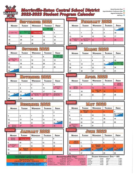 2022 2023 School Calendars Morrisville Eaton Central School District