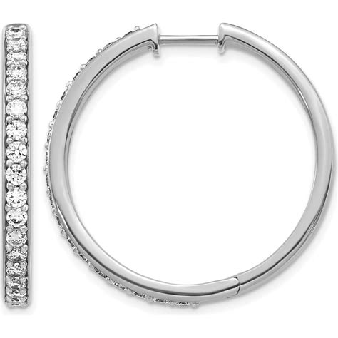 14k White Gold Diamond Hinged Hoop Earrings 0035 Carat Total Diamon