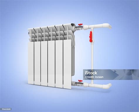그림자 없이 파란색 배경에 고립 된 흰색 라디에이터 난방 3d 0명에 대한 스톡 사진 및 기타 이미지 0명 금속 난방 온도 조절 장치 Istock