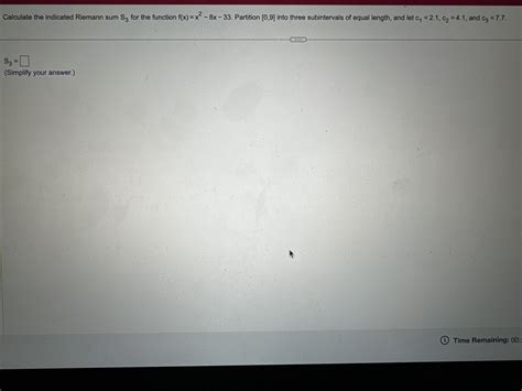 Solved Calculate The Indicated Riemann Sum S3 ﻿for The