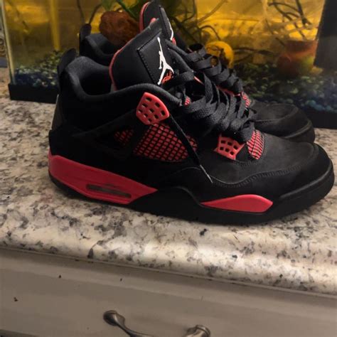 Jordan 4 Red Thunders Size 105 Men Jordan Redthunder Depop