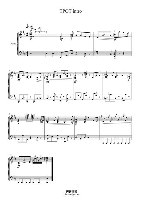 Tpot Intro Piano Sheet Music By Coal Bones Arr Subicat Topiano
