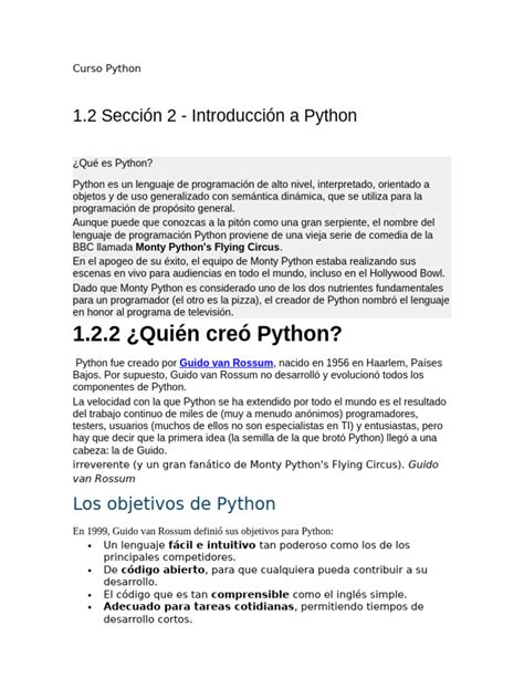 Curso Python Pdf Python Lenguaje De Programación Programación De Computadoras