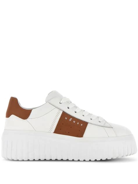 Hogan H Stripes Lace Up Leather Sneakers White Farfetch Uk