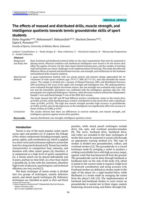 Pdf The Effects Of Massed And Distributed Drills Muscle Strength And Intelligence Quotients