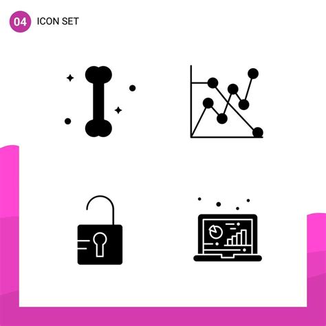 glyph icon set pack of 4 solid icons isolated on white background for