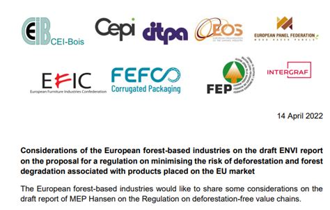 Statement Of The European Forest Based Industries On The Draft ENVI